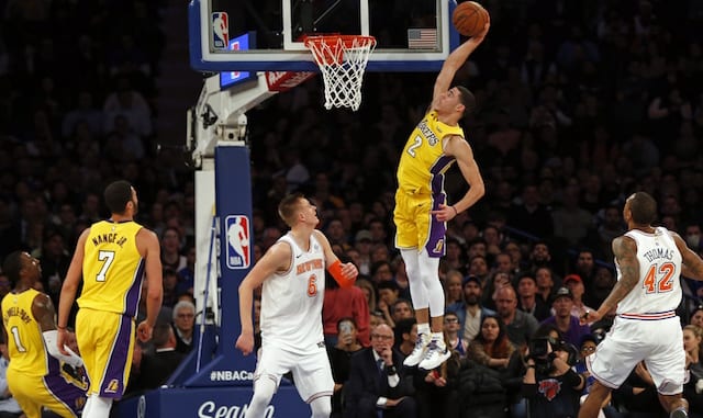 Lakers Highlights: Lonzo Ball Rises Up For One-Handed Alley-Oop Dunk ...