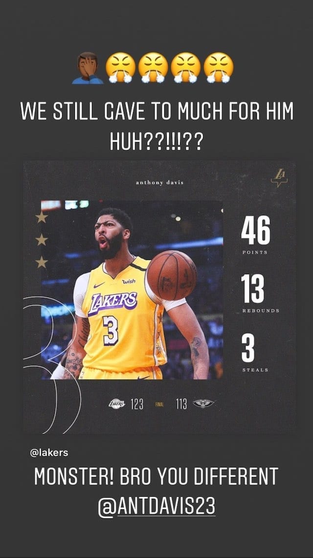 LeBron James On Anthony Davis Trade: 'We Still Gave [Too] Much For Him Huh??!!!??'